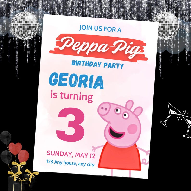 Customizable Peppa Pig Party Invitation for a Fun-filled Celebration ...