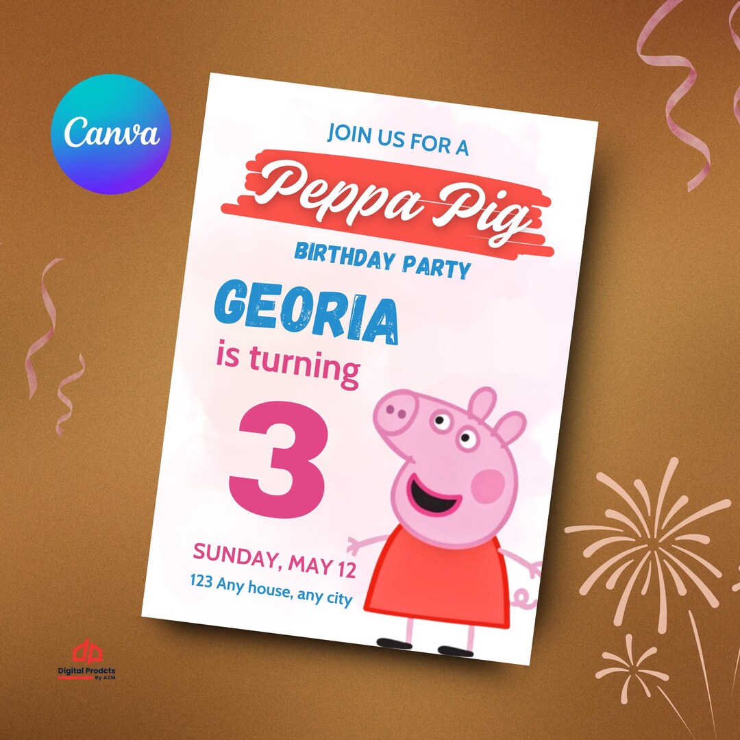 Editable Peppa Pig Birthday Party Invitation | Peppa Pig Invitation ...