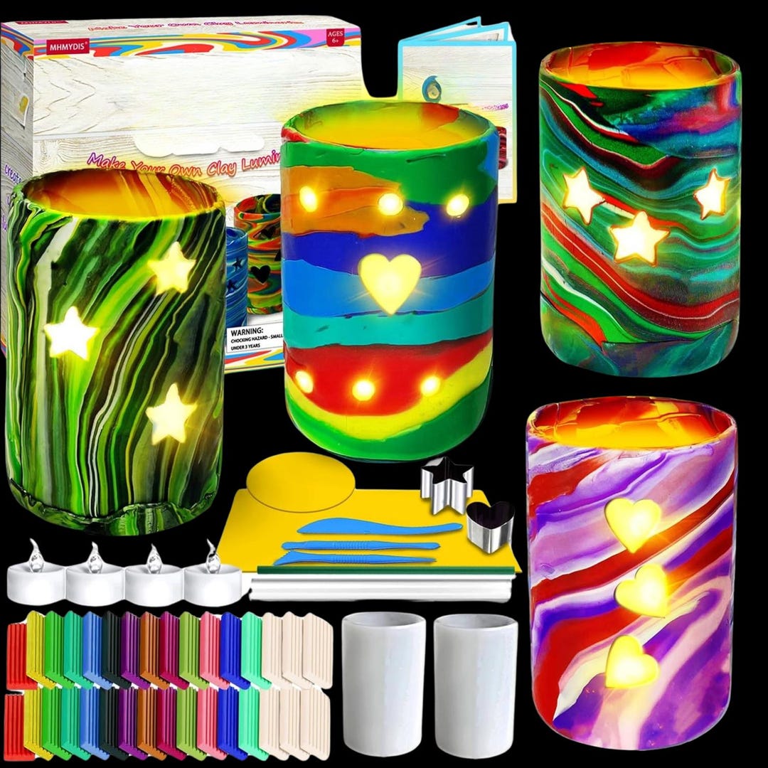 DIY Make Your Own Clay Lantern Kit for Kids - Creative Glow-in-the-dark ...