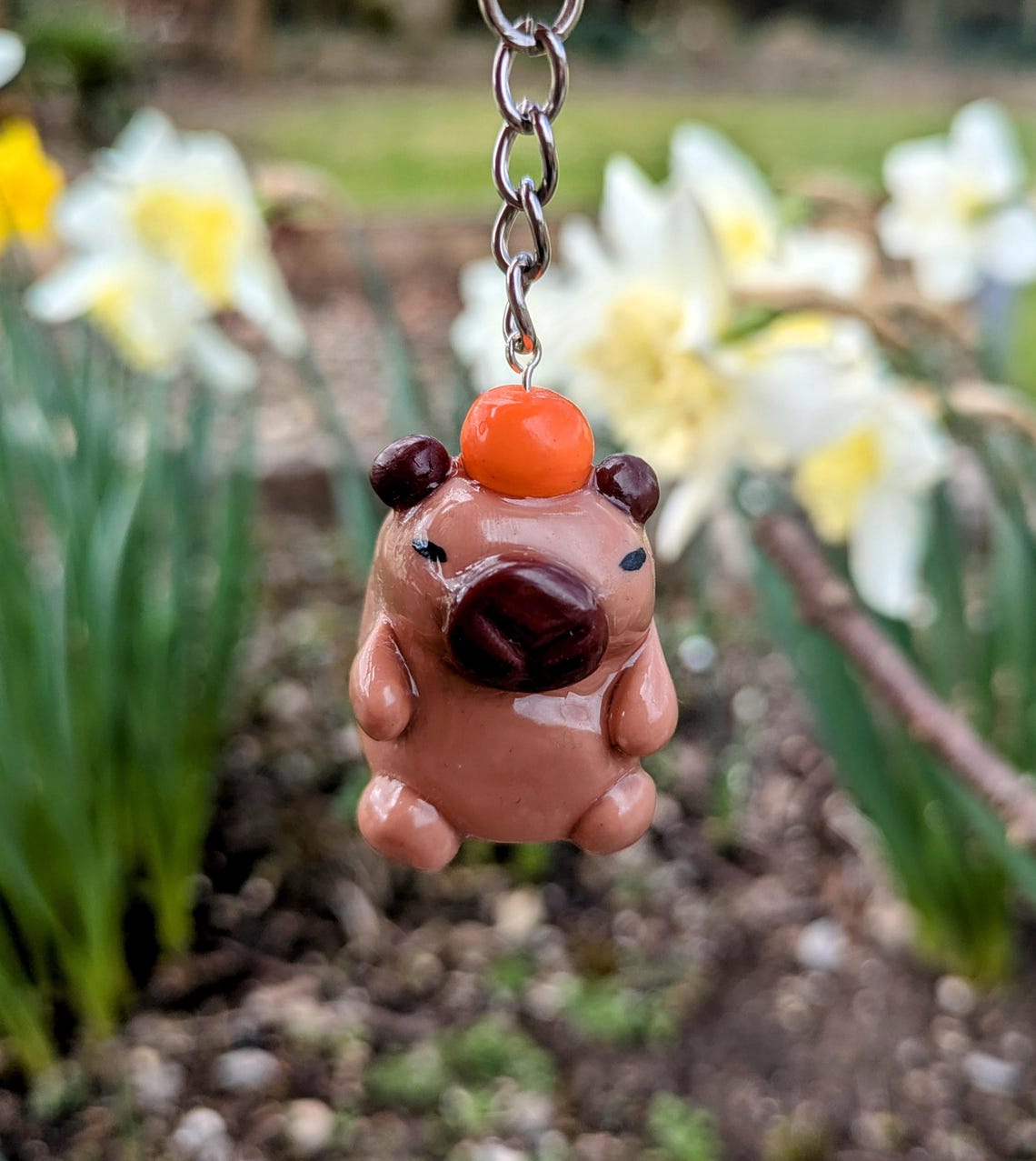 Capybara Polymer Clay Keychain, Cute Animal Keyring, Handmade Bag ...