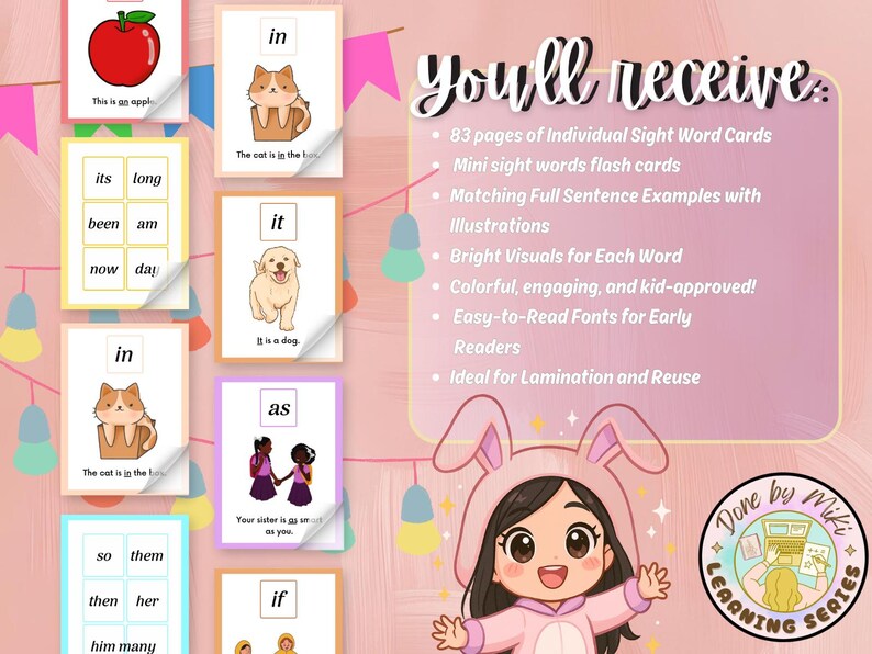 Sight Word Flash Cards With Sentences | Early Reader Learning ...