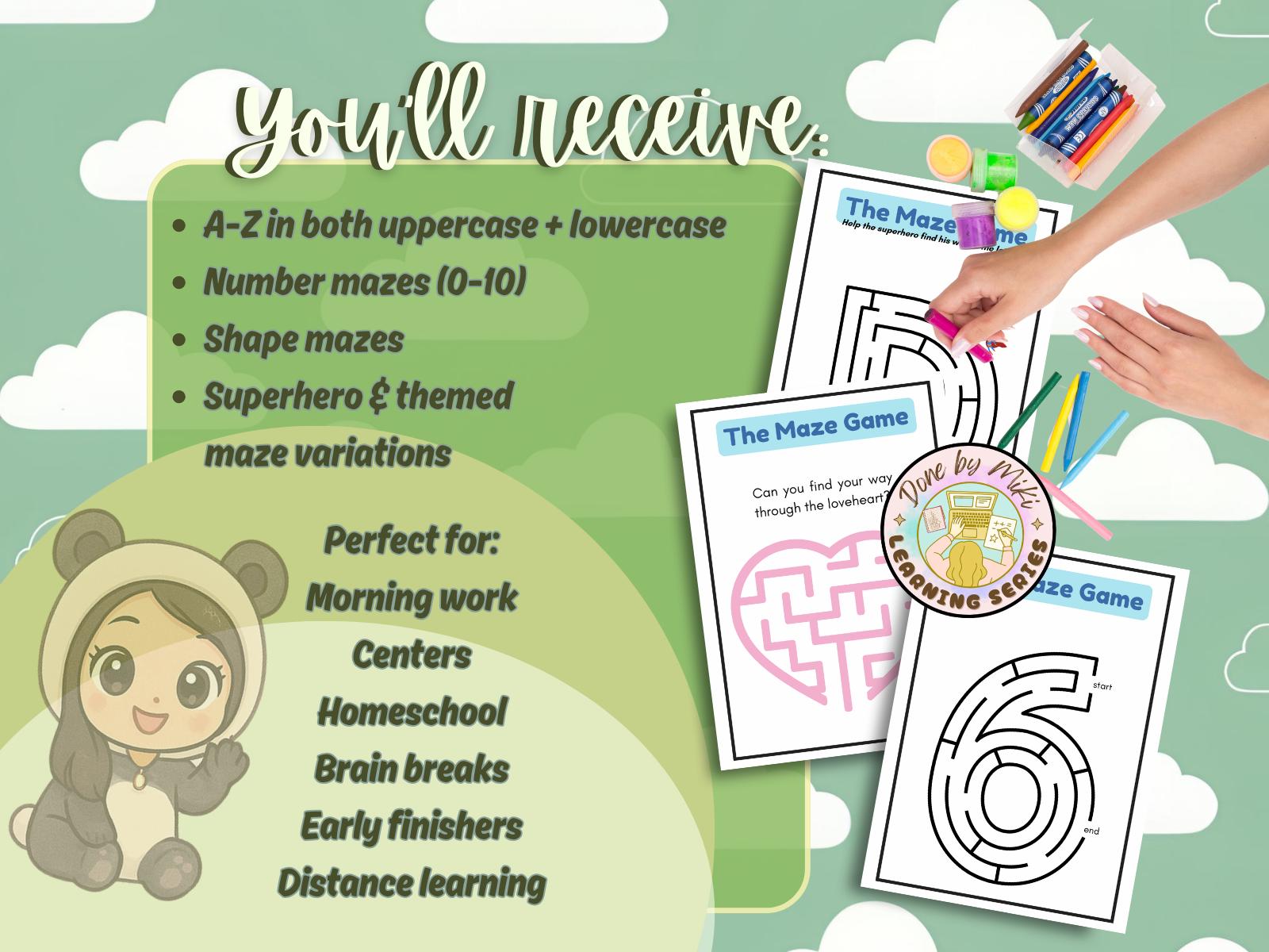 100 Printable Maze Worksheets for Kids – Letters, Numbers Shapes | Fun ...