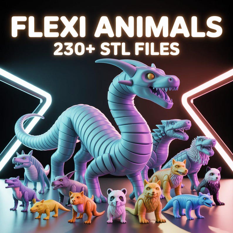 Flexi Animals 230+ 3D STL Files Bundle | Articulated Flexible Animal ...