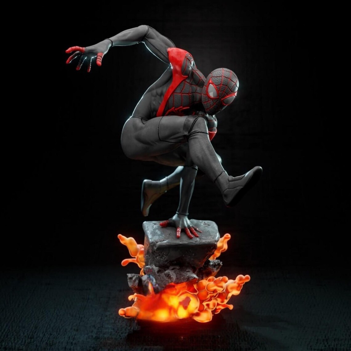 Spider-man Web-slinging Statue 3D STL File: Action Pose Figure (digital ...