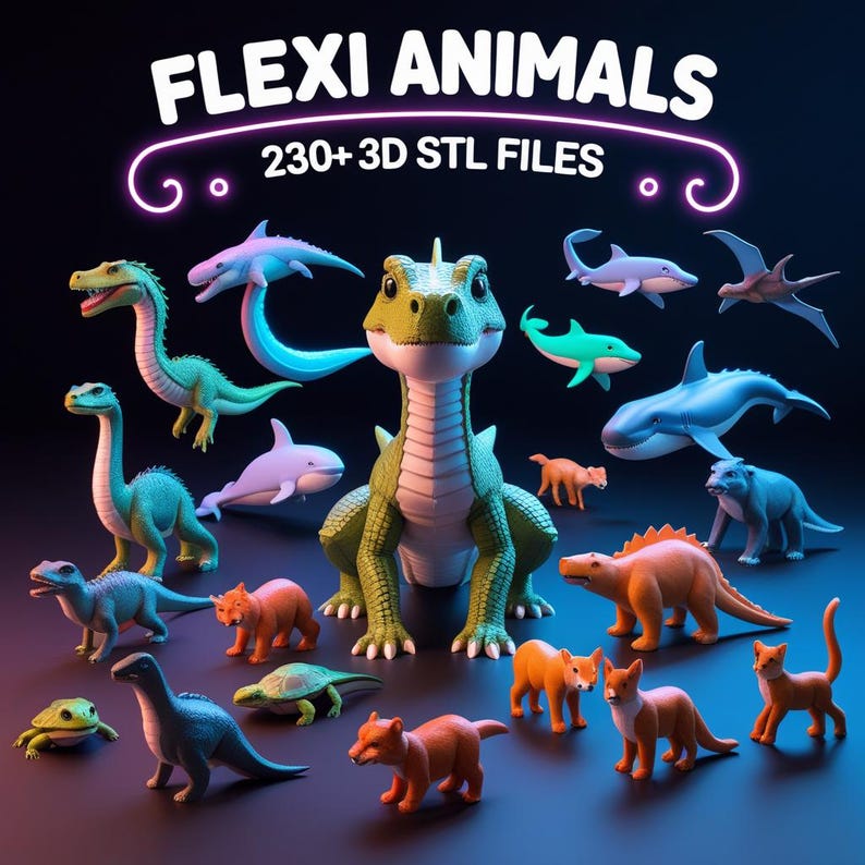 Flexi Animals 230+ 3D STL Files Bundle | Articulated Flexible Animal ...