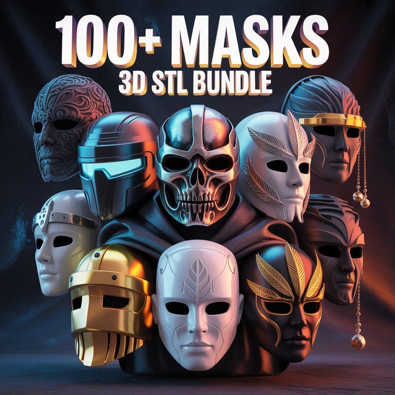 100+ Mask STL 3D Bundle – Cosplay, Horror & Fantasy Face Models ...
