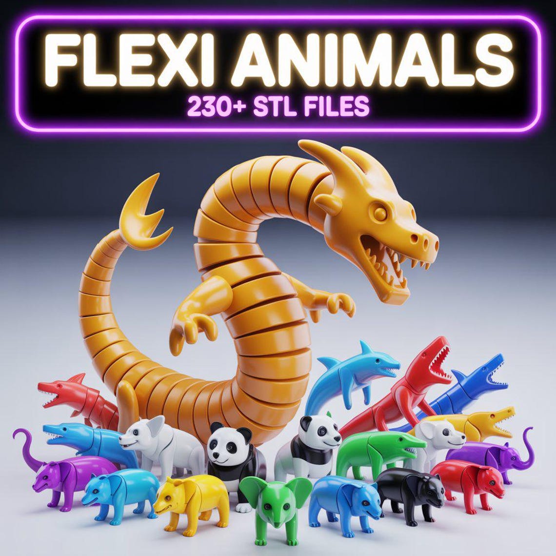 Flexi Animals 230+ 3D STL Files Bundle | Articulated Flexible Animal ...
