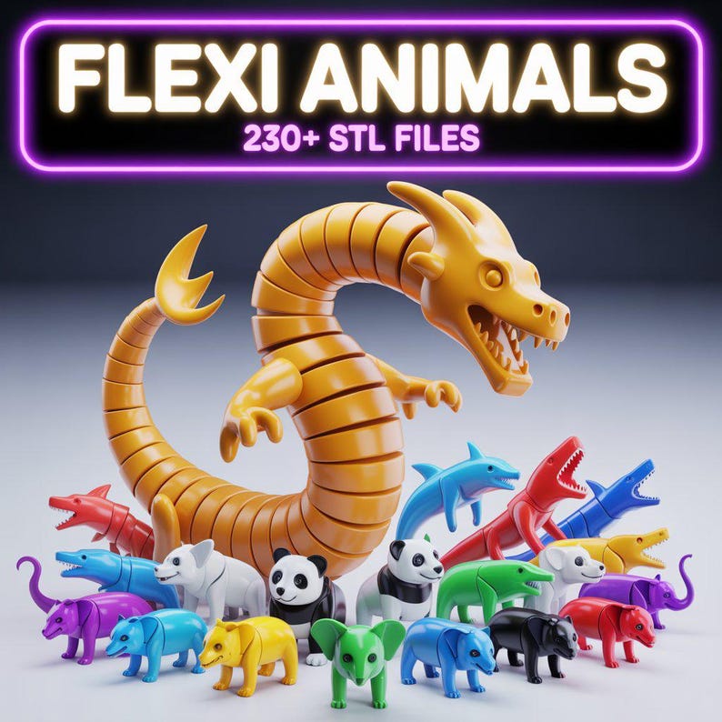 Flexi Animals 230+ 3D STL Files Bundle | Articulated Flexible Animal ...