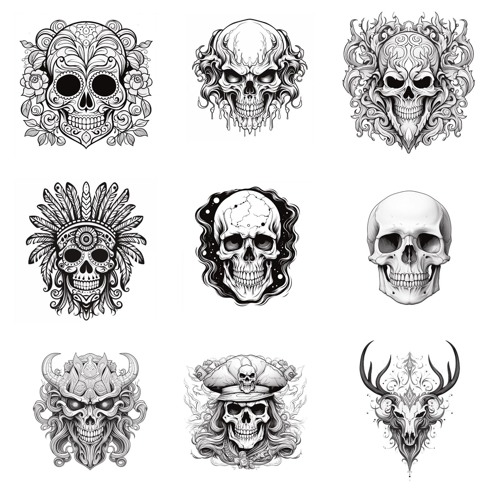 Procreate Skull Brushes | 100+ Skull Procreate Stamps | Spooky | Creepy ...