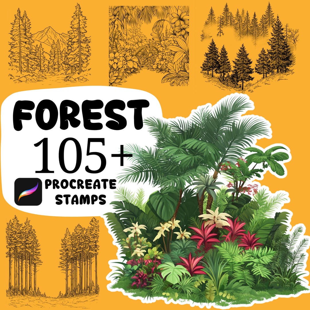 Procreate Forest Brushes 100+ Jungle Procreate Stamps Procreate Nature ...