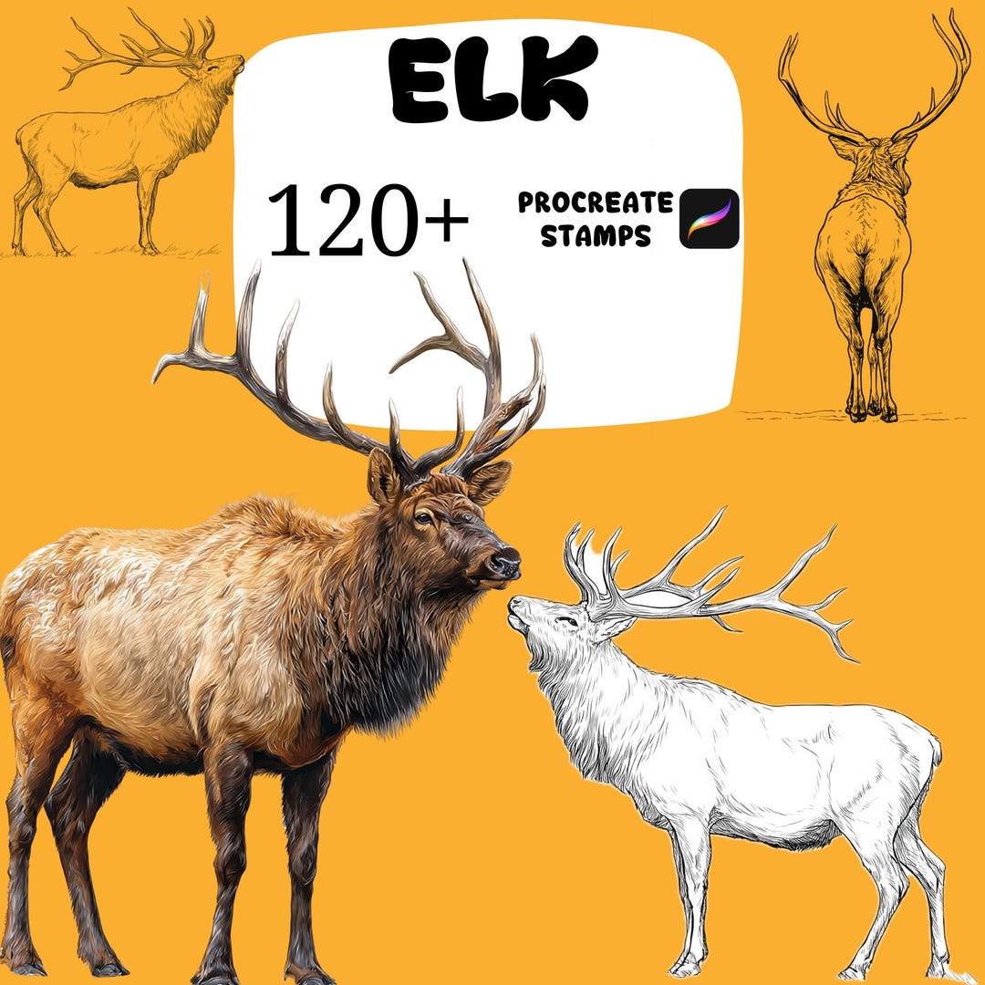Procreate Animals Stamps | 120+ Elk Procreate Brushes | Animals ...