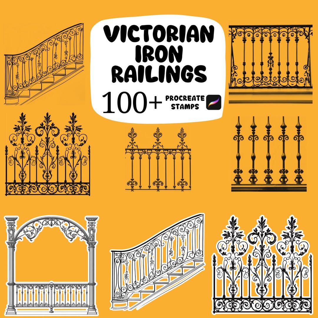 100+ Victorian Iron Railings Procreate Brushes, Castles, Architecture ...