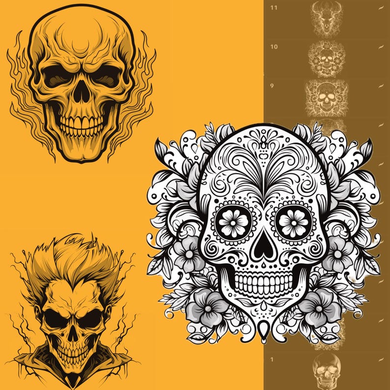 Procreate Skull Brushes | 100+ Skull Procreate Stamps | Spooky | Creepy ...