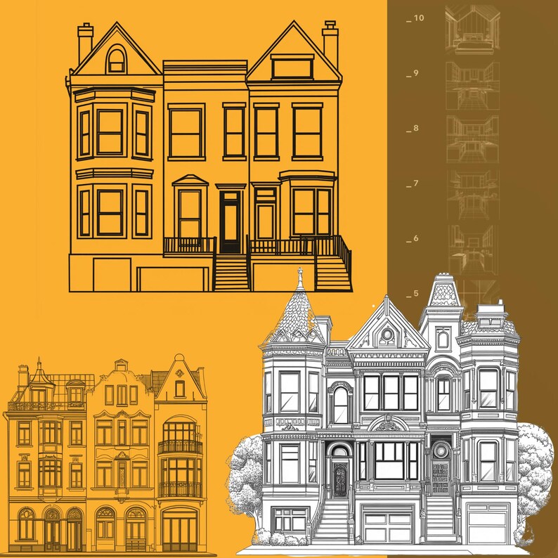 100+ Town Houses Procreate Brushes, Architecture Stamps for Modern ...