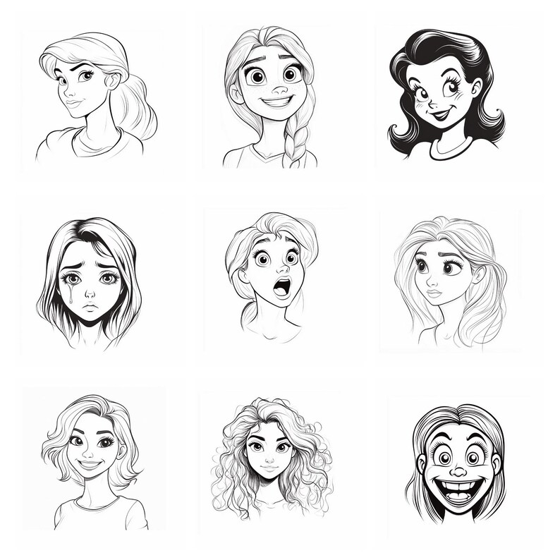 Procreate Cartoon Female Head Brushes | 145+ Cartoon Female Head ...