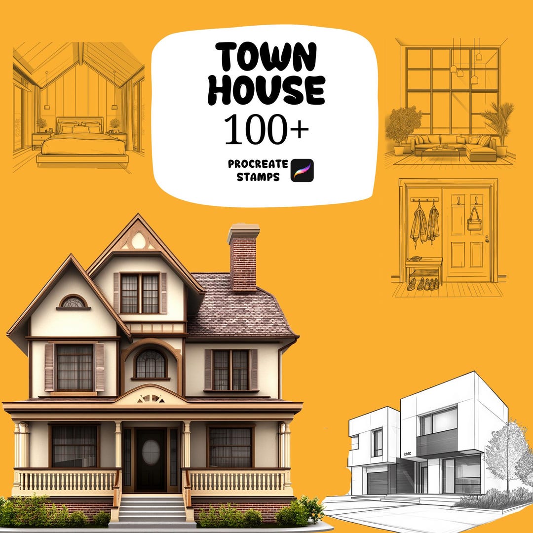 100+ Town Houses Procreate Brushes, Architecture Stamps for Modern ...