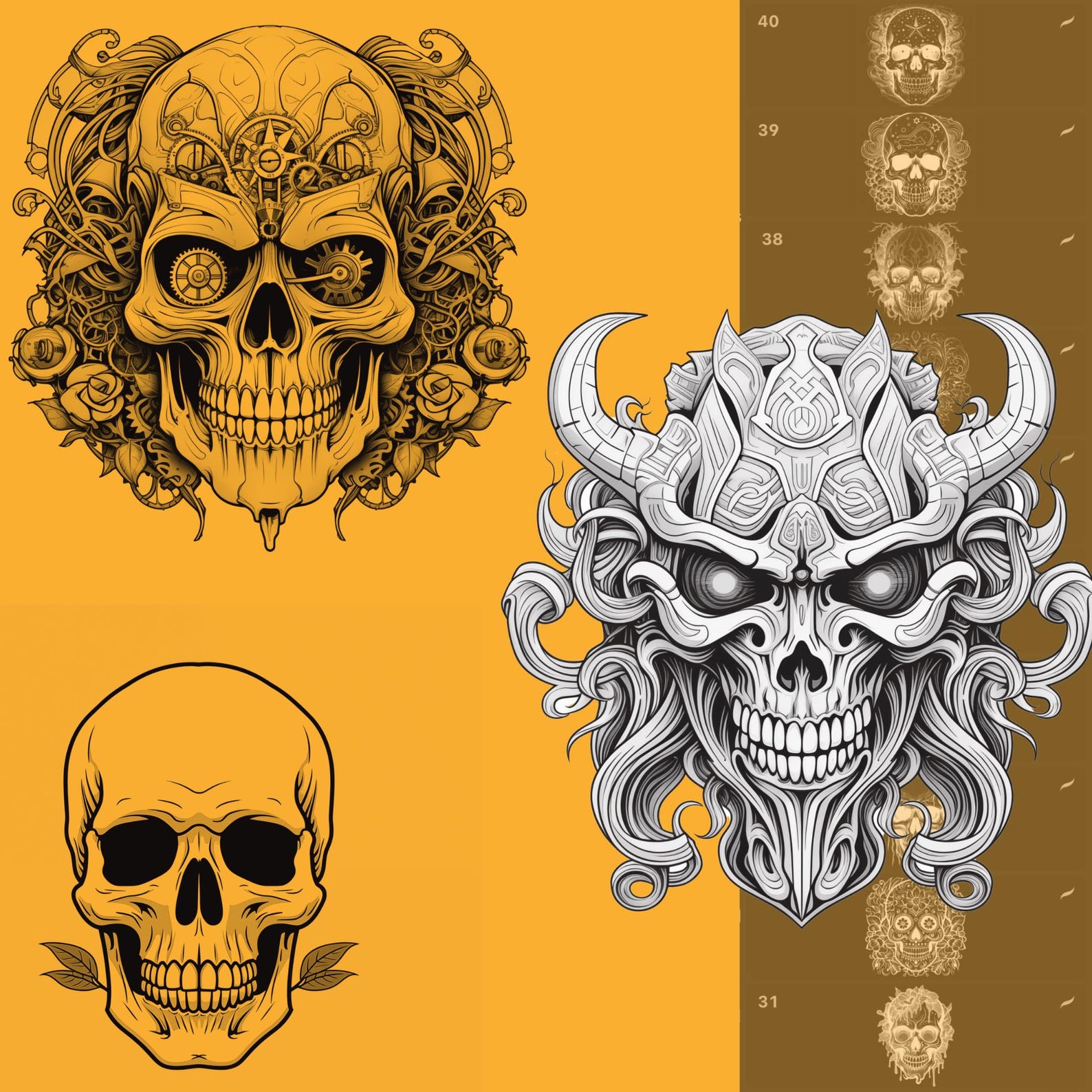 Procreate Skull Brushes | 100+ Skull Procreate Stamps | Spooky | Creepy ...