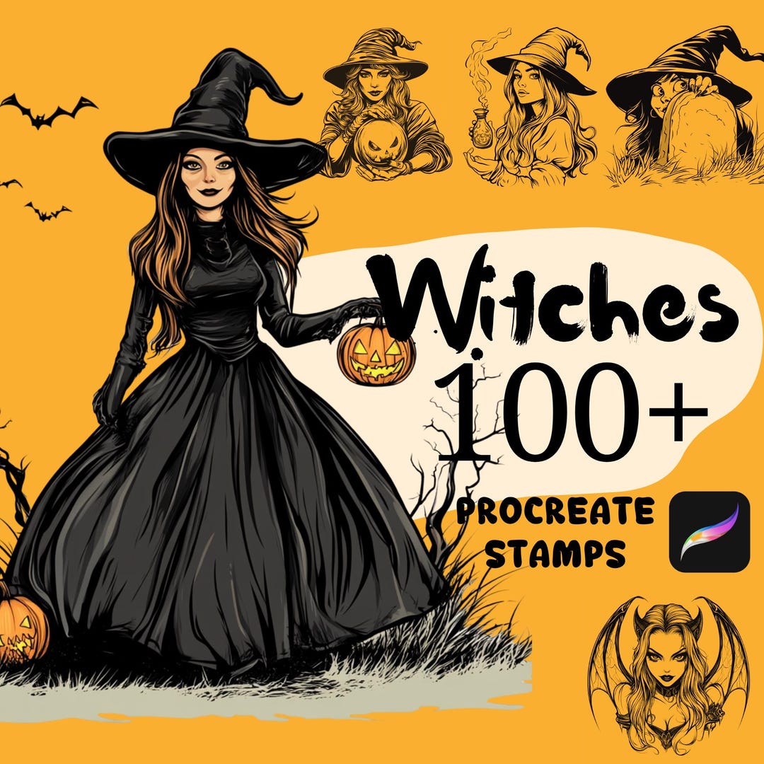 Procreate Witches Brushes | 100+ Halloween Procreate Stamps | Spooky ...