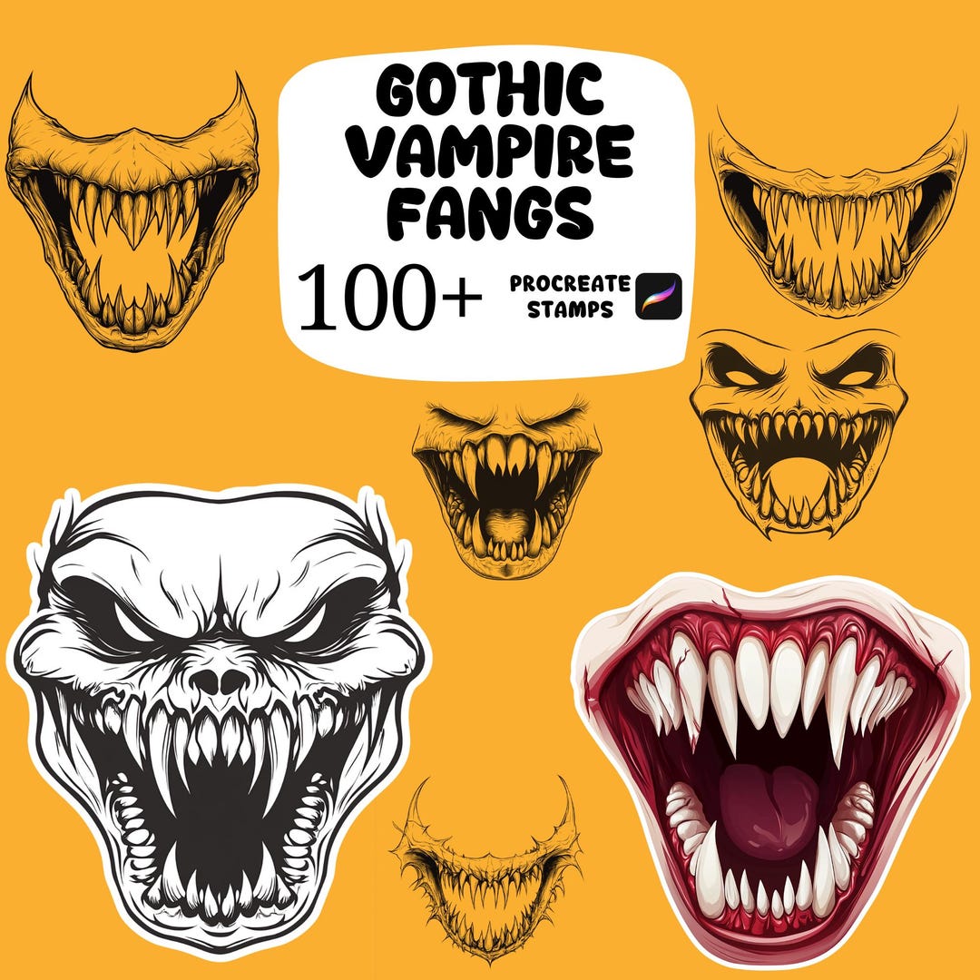 100+ Gothic Vampire Fangs Procreate Stamp Set – Gothic Architecture ...
