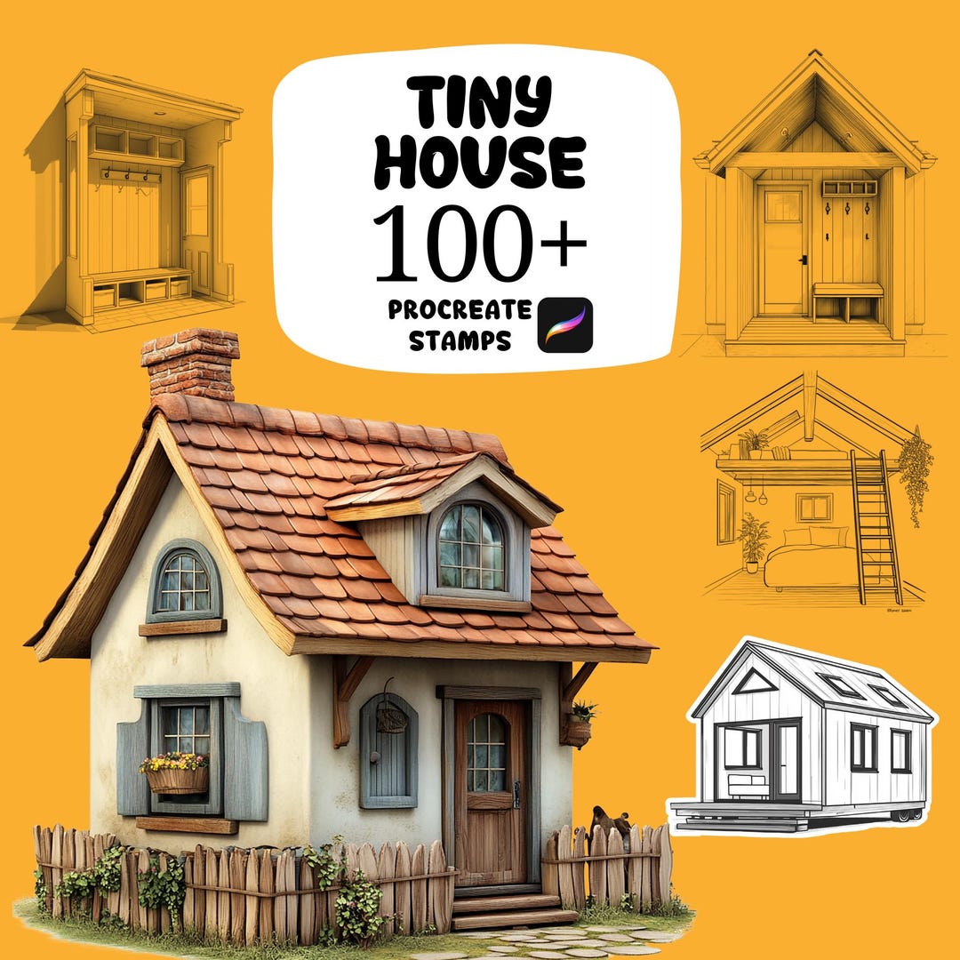 100+ Tiny Houses Procreate Brushes, Architecture Stamps for Modern ...