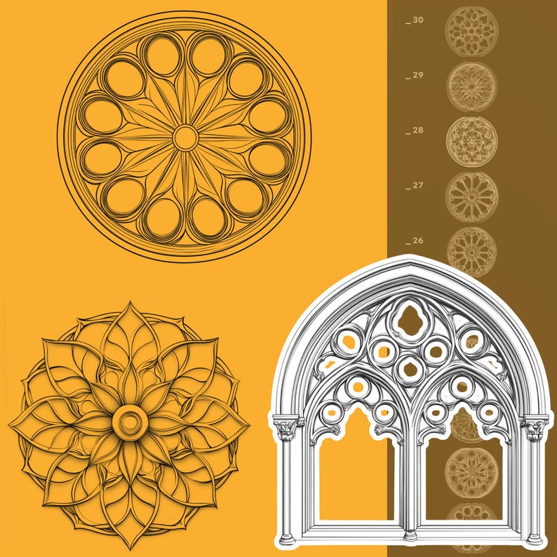 110+ Gothic Rose Windows Procreate Stamp Set – Cathedral Rose Windows ...