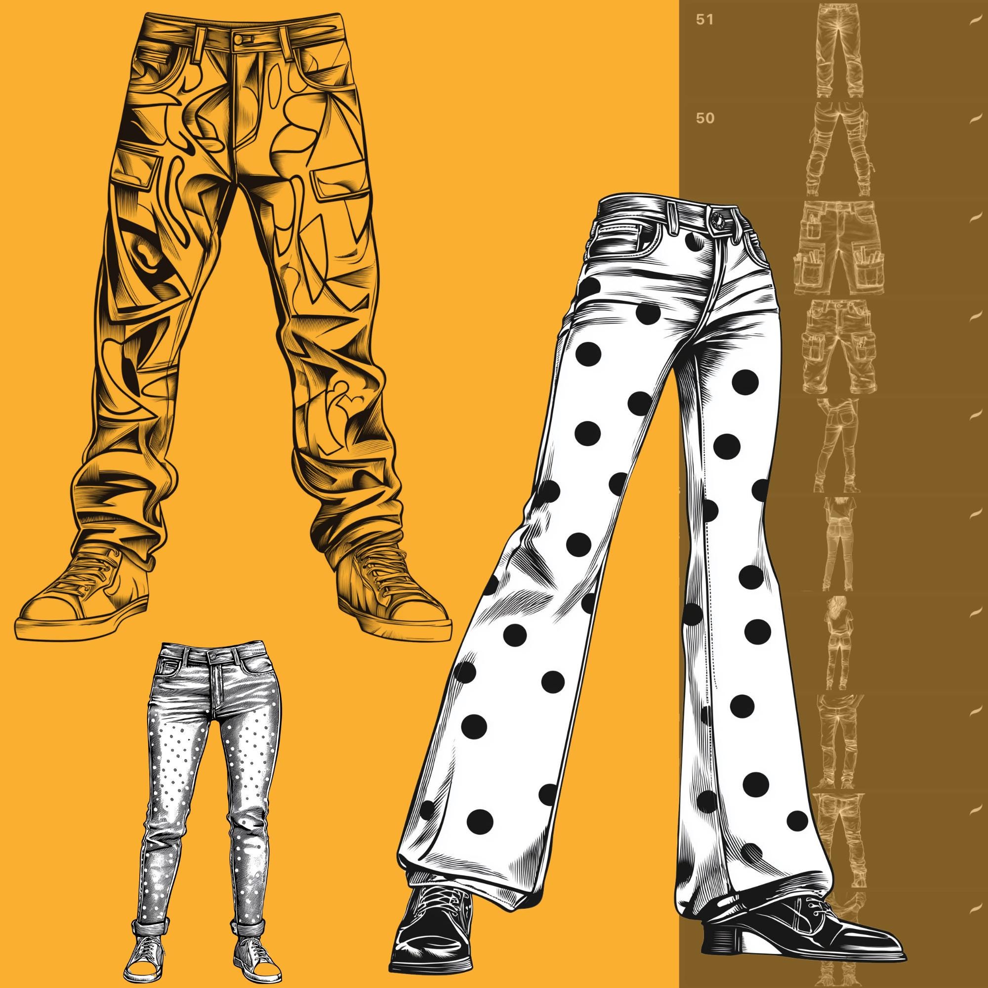 Procreate Fashion Brushes | 100+ Jeans Fashion Style Procreate Stamps ...
