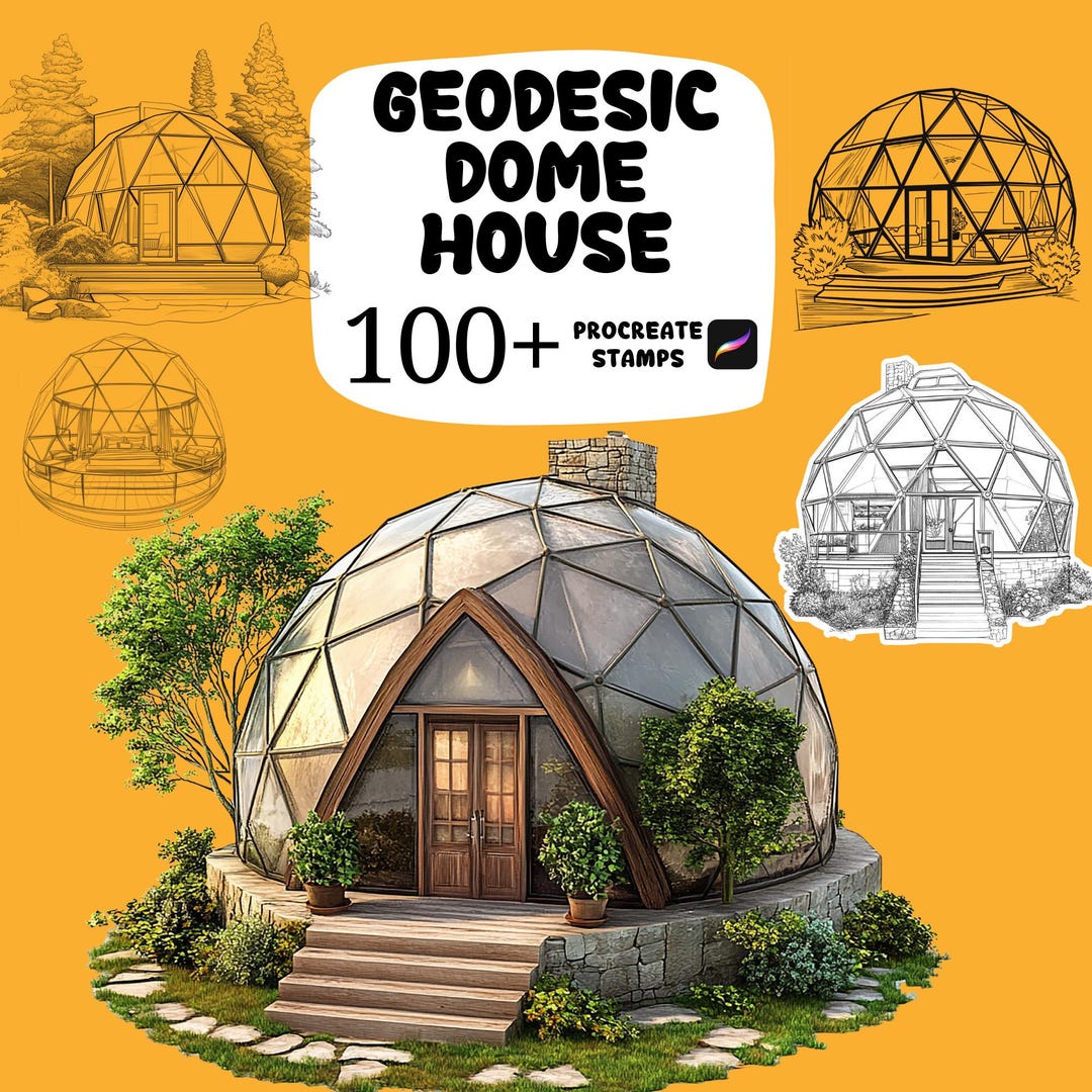 100+ Geodesic Dome Houses Procreate Brushes, Architecture Stamps for ...
