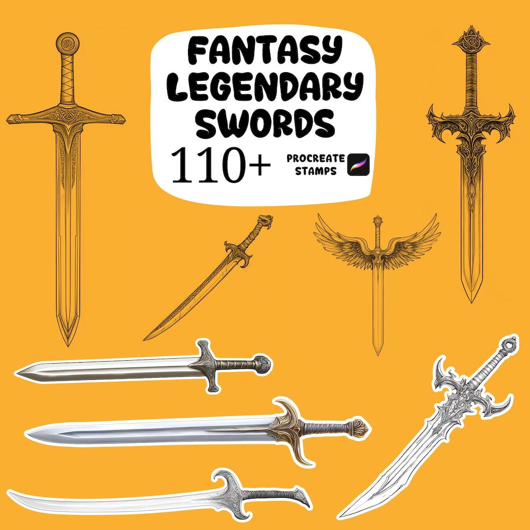 110+ Fantasy Legendary Swords Procreate Stamps, Procreate Fantasy ...