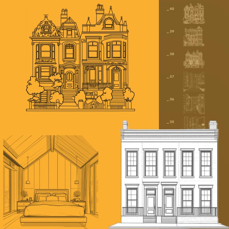 100+ Town Houses Procreate Brushes, Architecture Stamps for Modern ...