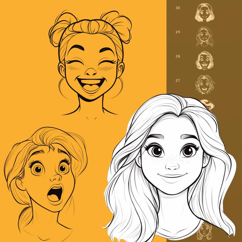 Procreate Cartoon Female Head Brushes | 145+ Cartoon Female Head ...