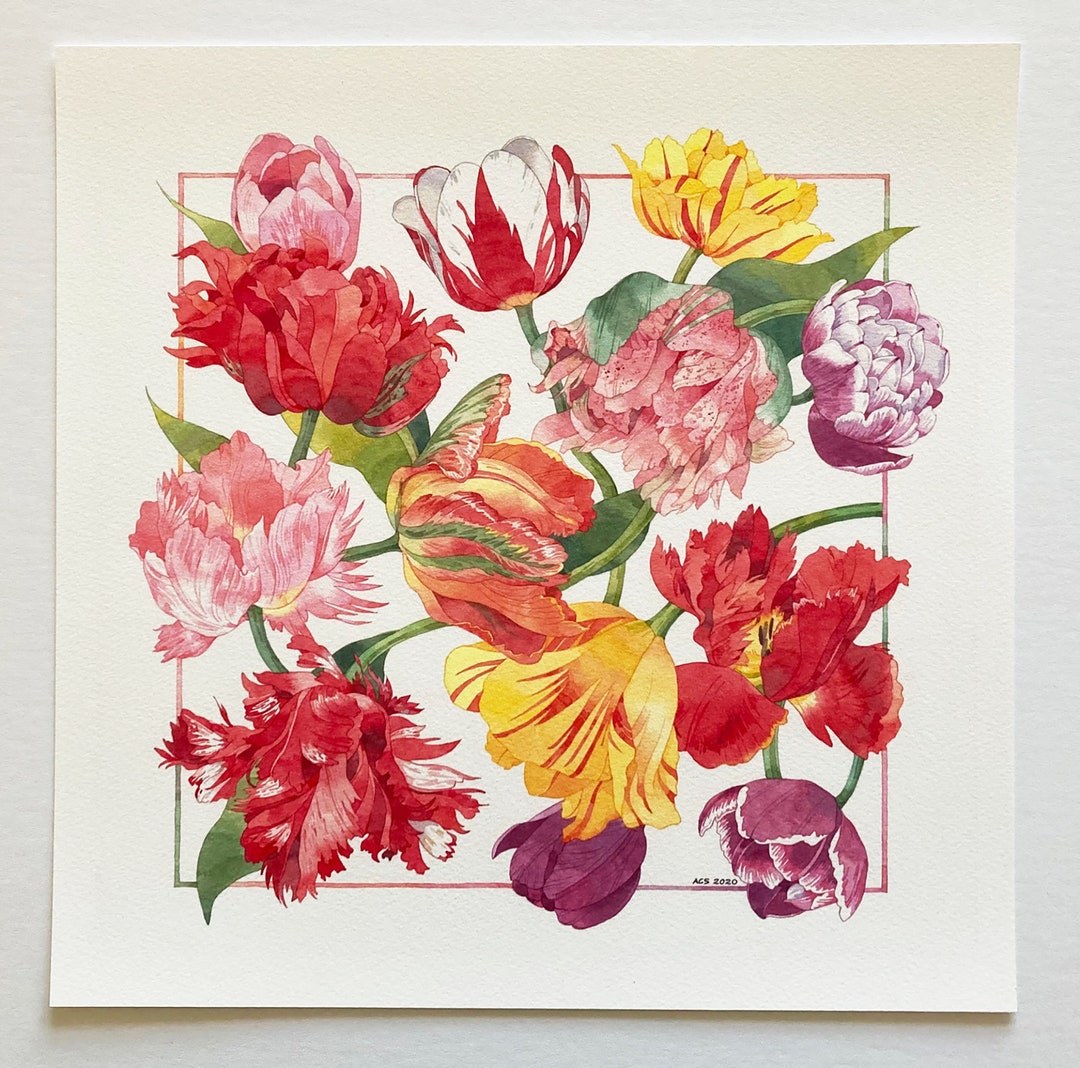 Tulips Print, Tulips Fine Art Print, Tulips Watercolor, Floral Wall Art ...