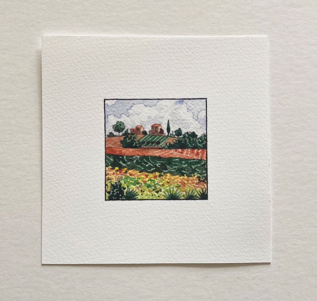 Tiny Tuscany Print, Italy Print, Tuscany Watercolor, Tuscany Painting ...