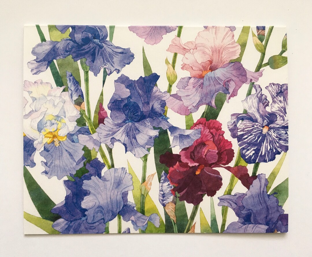 Iris Note Cards, Iris Flowers, Watercolor Irises Stationery, Iris Card ...