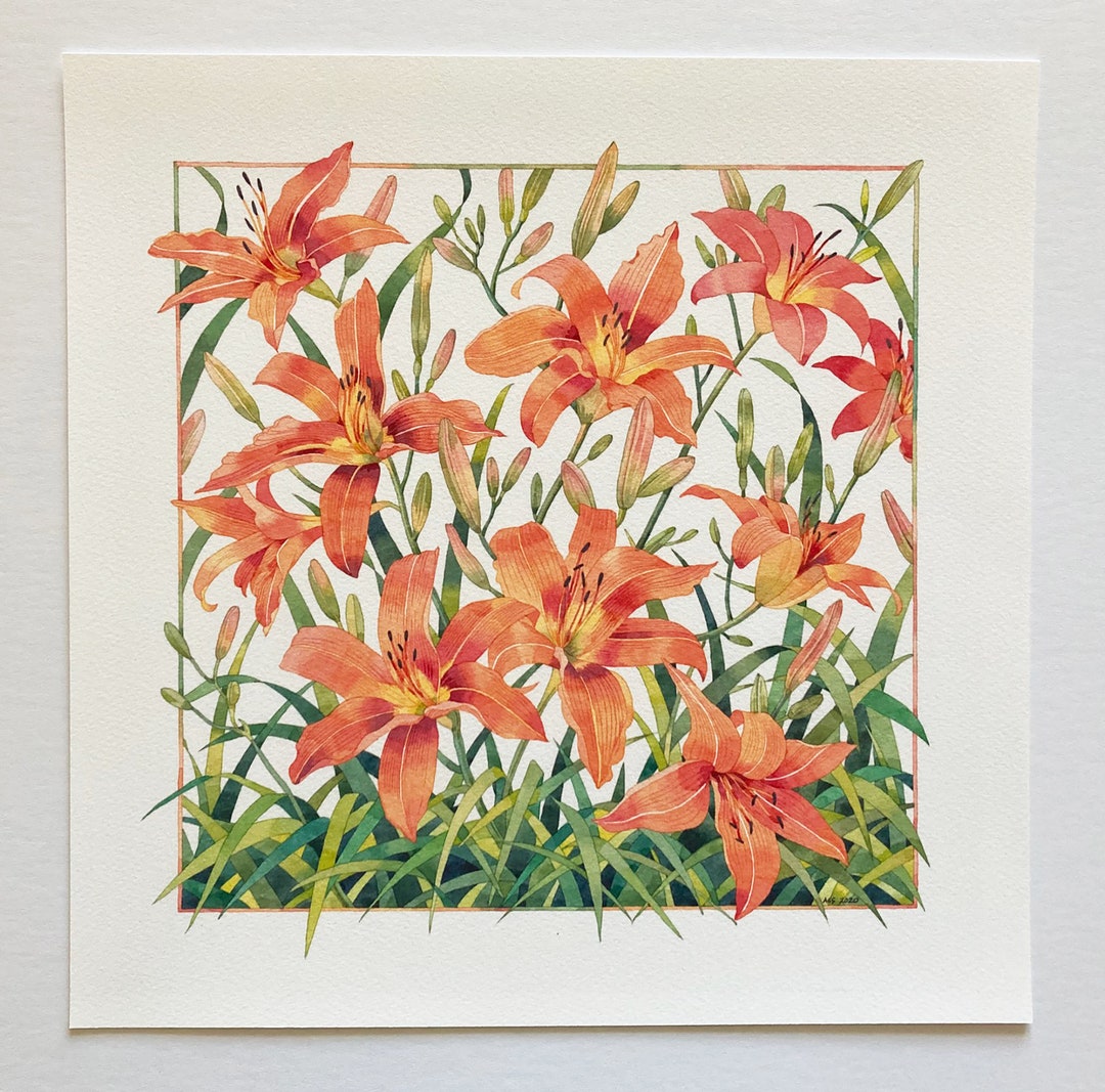 Tiger Lilies Watercolor Print, Floral Wall Art (12x12) - Etsy