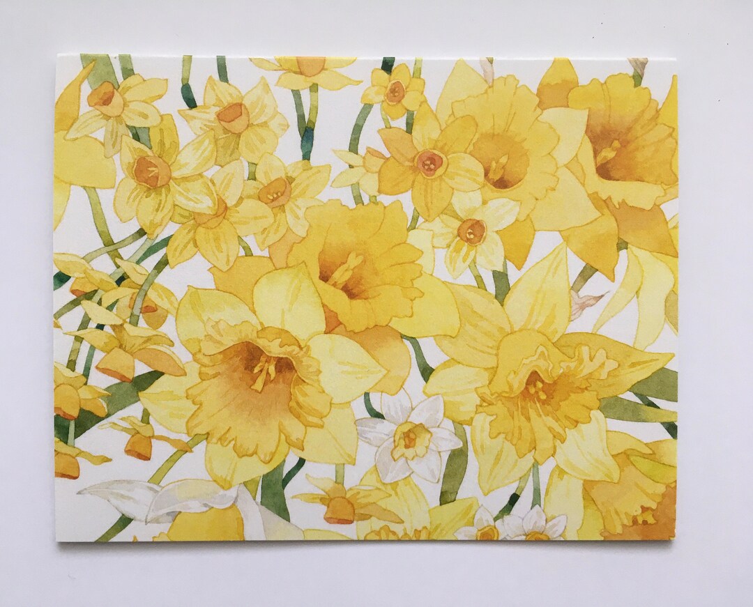 Daffodil Note Cards, Watercolor Daffodils Note Cards, Spring Daffodil ...