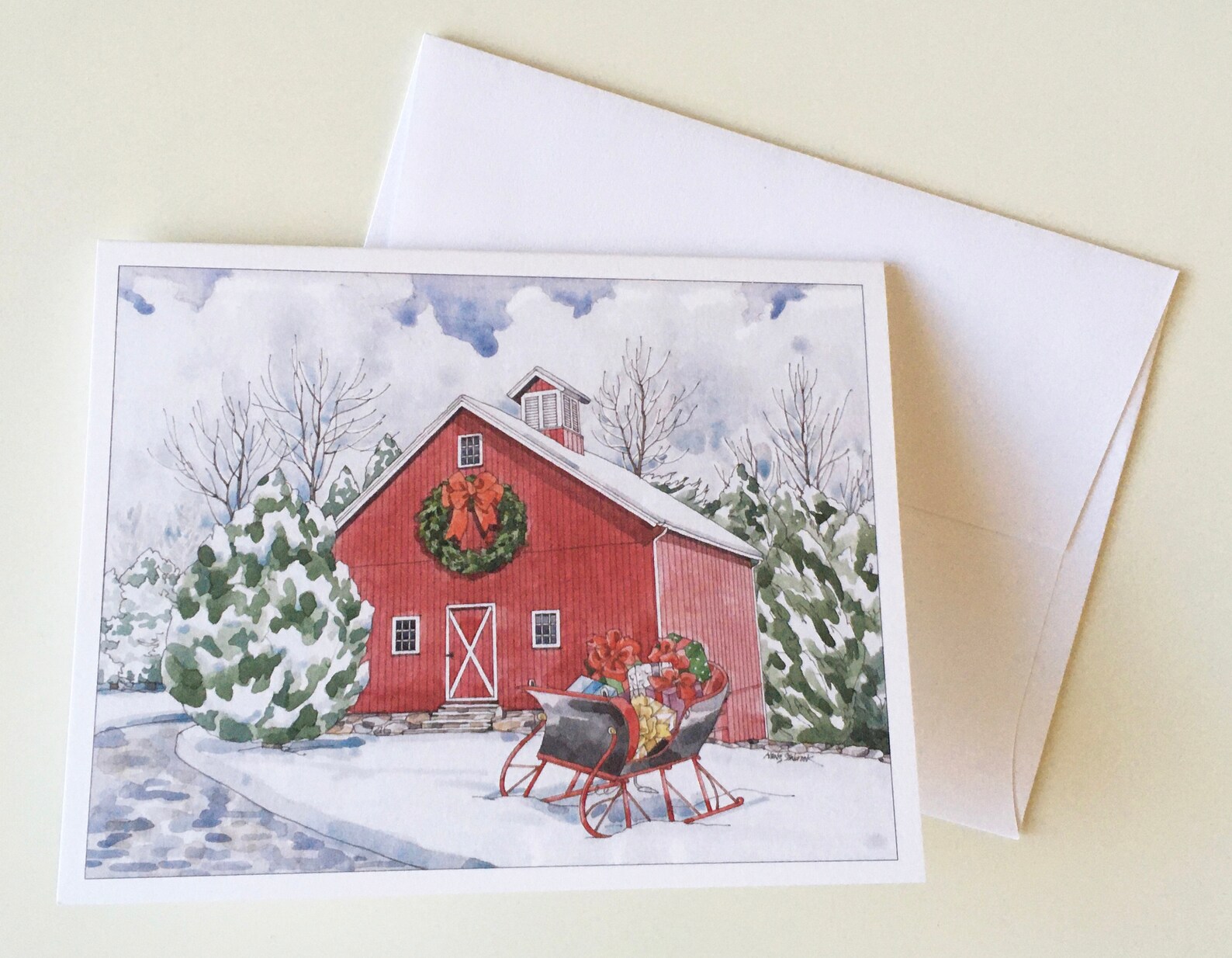 Holiday Barn Note Cards, Christmas Cards, Holiday Gift, Red Barn ...