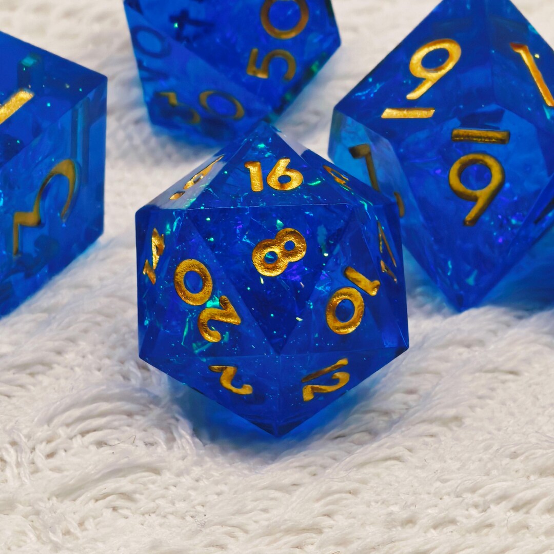 Oceanlight Tide Dice Set | Bright Blue Sharp Edge Dnd Dice ...