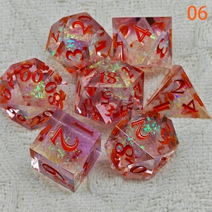 Handmade Blue Black DND D6, D20 Dice, Red Sharp Edge D&D Dice Set ...