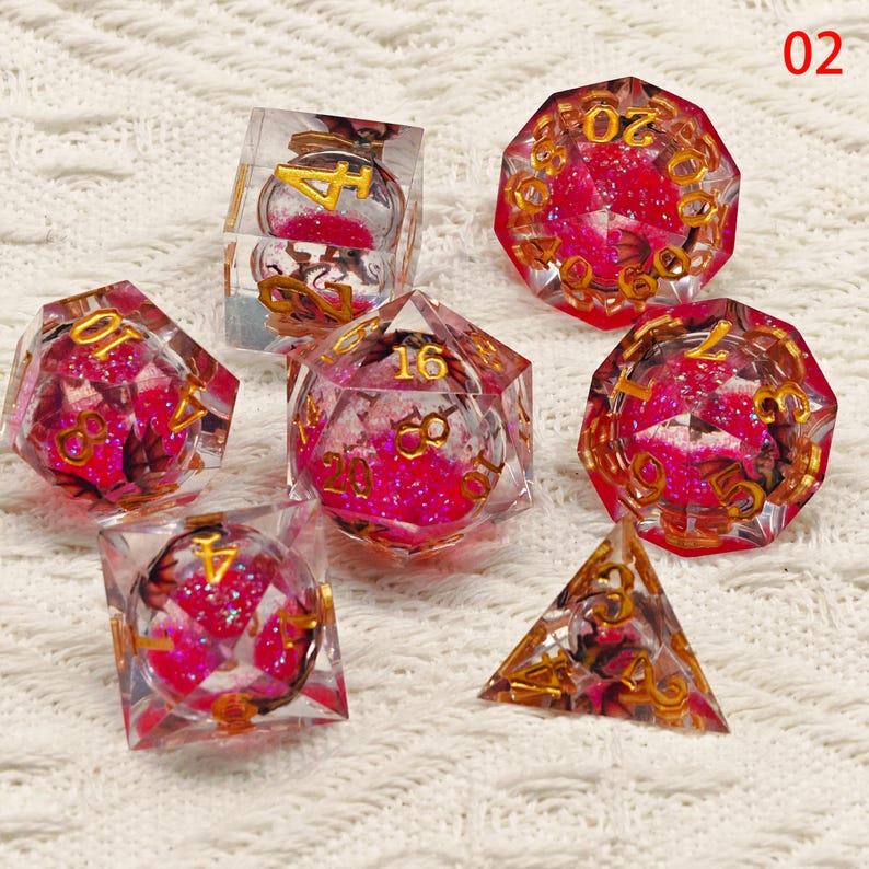 Celestial Eclipse Liquid Core Dice Set | Silver-black Galaxy Resin Dnd ...