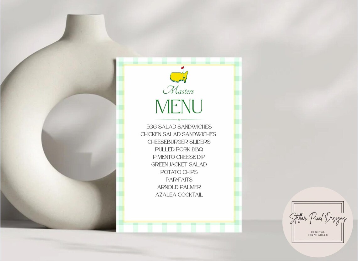 Master’s Party Menu Sign, Master’s Party Menu Editable, Golf Party Menu ...