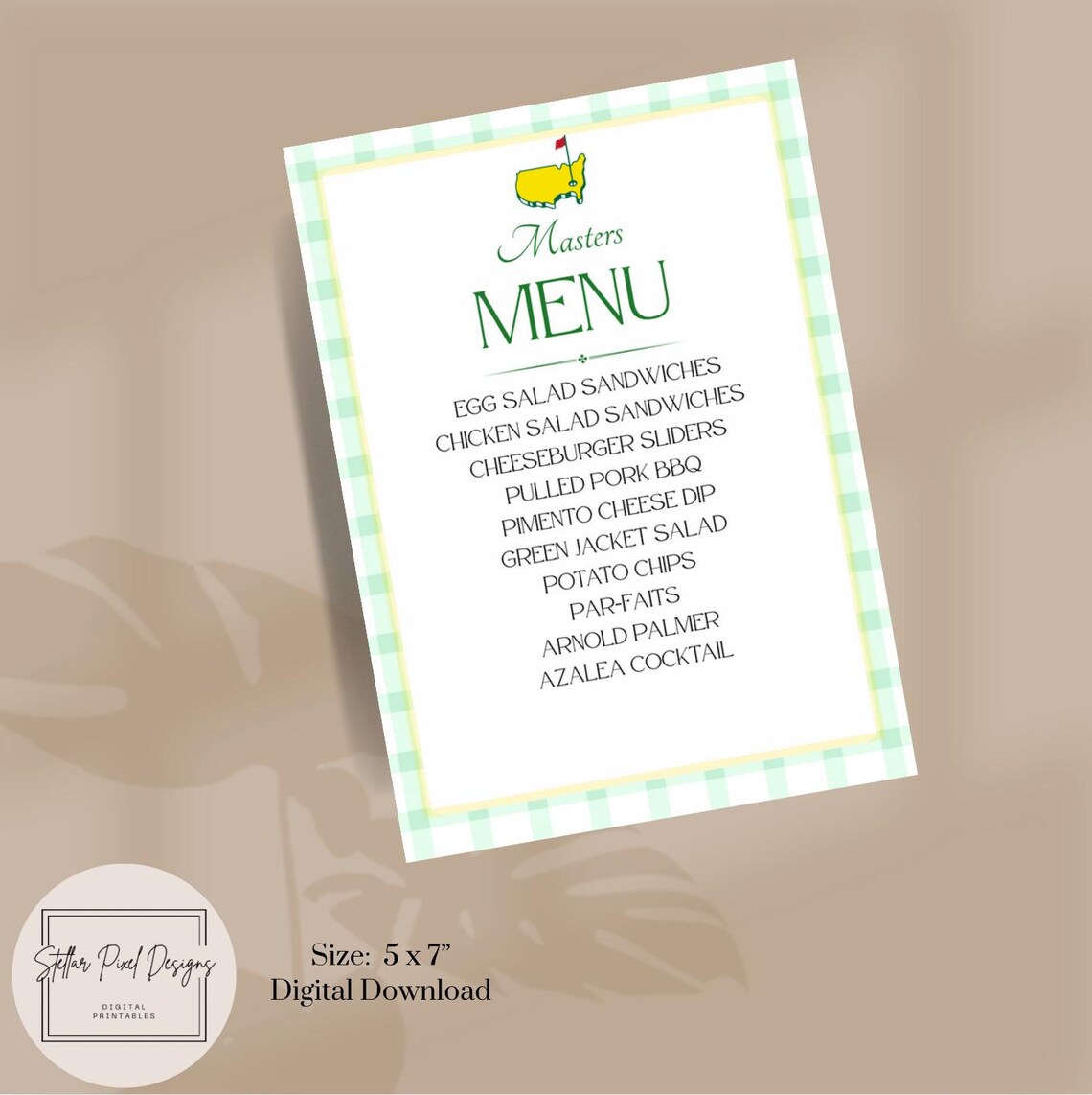 Master’s Party Menu Sign, Master’s Party Menu Editable, Golf Party Menu ...