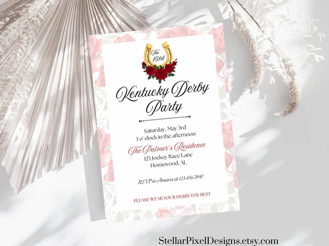 Kentucky Derby Party Invitation, Race for the Roses, Elegant Kentucky ...