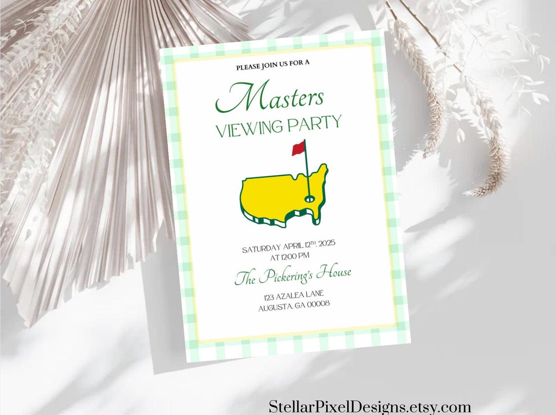 Master’s Viewing Party Invitation, Master’s Party Editable Invitation ...