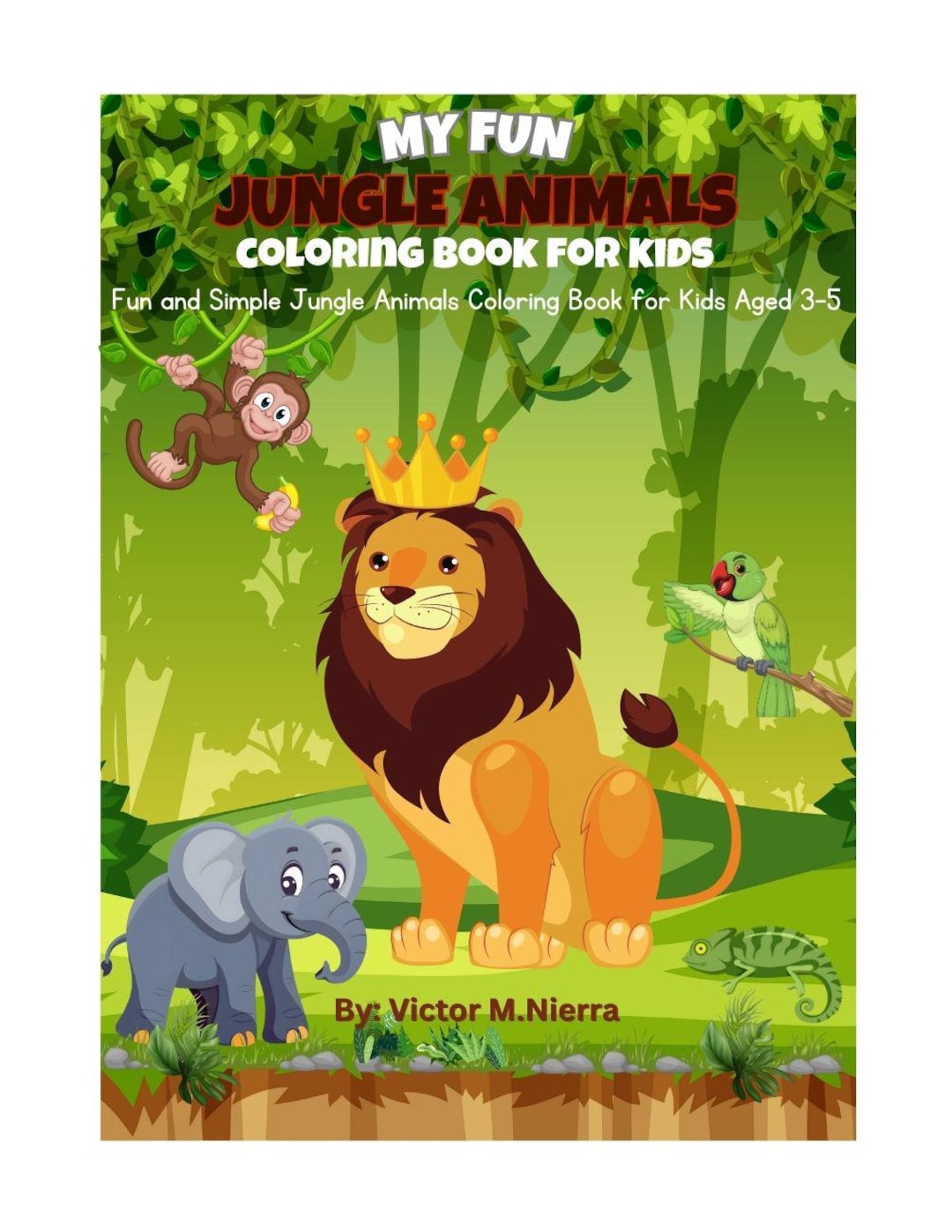 Kids Coloring Book Printable, Fun Jungle Animals ,preschool Coloring ...