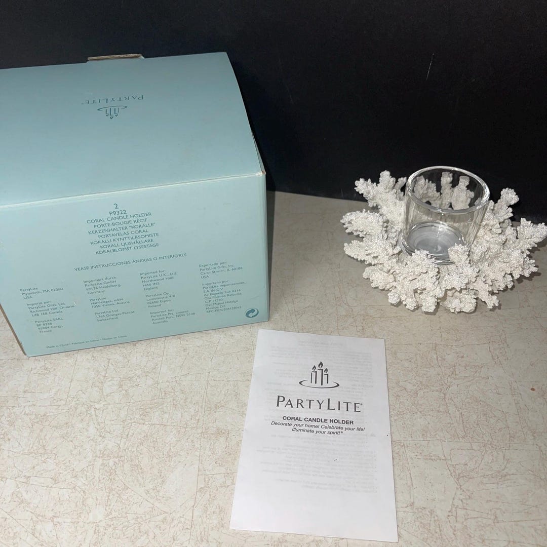 Partylite White Coral Tealight Candle Holder Beach Coastal Decor P9322 ...