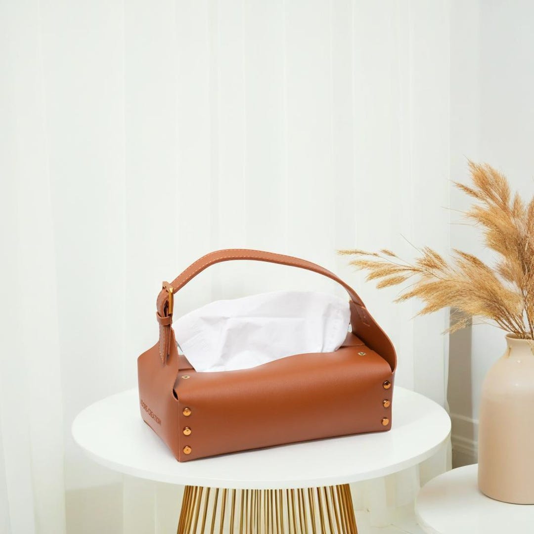 PU Leather Strap Tissue Box , PU Leather Rectangle Tissue Box Cover ...