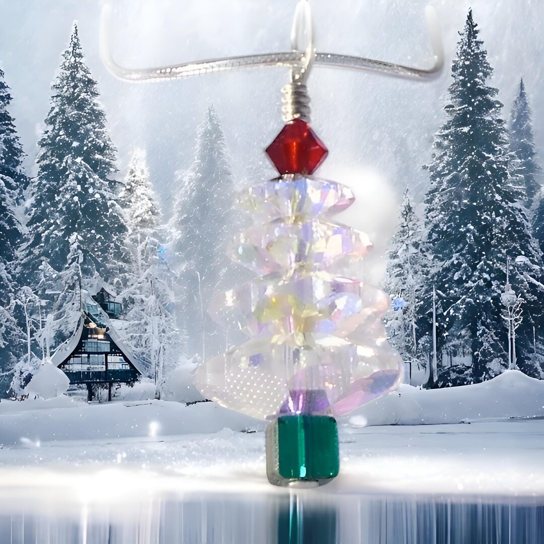 Fine Austrian Crystal Christmas Tree Pendant Necklace on 18-inch ...