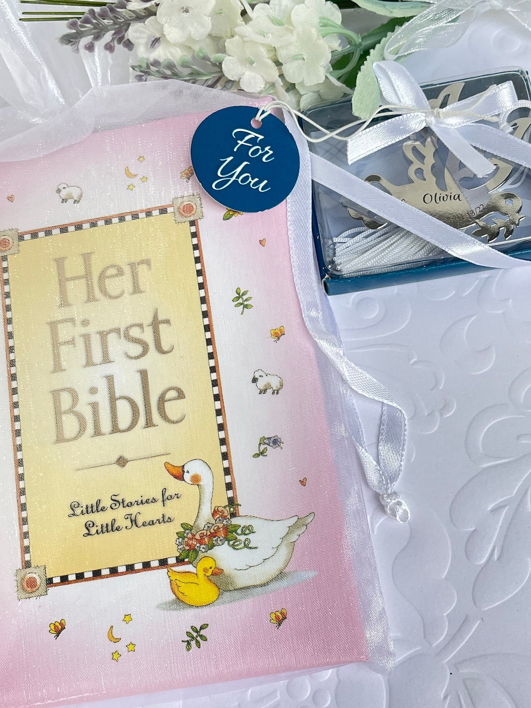 Her First Bible Gift Set First Communion Bible & Bookmark Gift Set ...