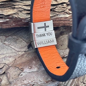 RCIA Sponsor Gift Engraved Leather Bracelet ADJUSTABLE Monogram ...