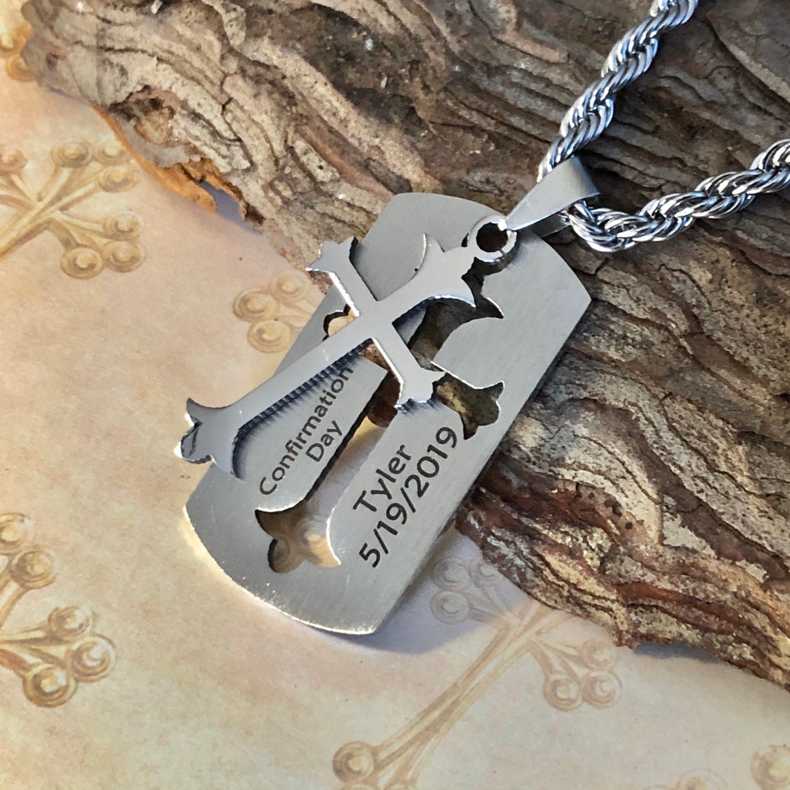 Boys Personalized Confirmation Engraved Cutout Dogtag Cross - Etsy